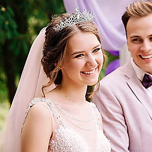 2 Pack Tiara Crown Jewelry Gift for Women Girls, Headband Headpiece Silver Crystal Rhinestone Diadem Princess Birthday Yallff Crown with Comb, Bridal Wedding Party Bridesmaid Prom Pageant Gift.