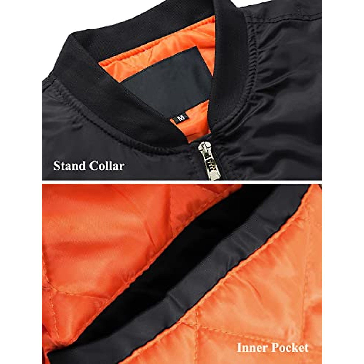 EKLENTSON Bomber Jacket Men Lightweight Casual Jacket Men Cotton Stand Collar Windbreaker Men Jacket for Men Winter