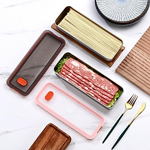 Bacon Container for Refrigerator, Bacon Storage Containers with Lids Airtight, Stainless Steel Airtight Deli Meat Storage Containers for Fridge, Long Container for Kitchen Food Storage (WhiteLid)