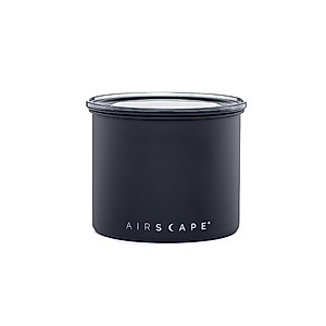 Planetary Design Airscape Stainless Steel Coffee Canister - Set of 2 - Food Storage Container - Patented Airtight Lid Pushes Out Excess Air - Preserve Food Freshness (Small & Medium, Matte Black)
