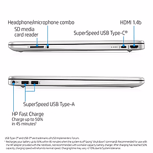 HP 2021 15.6" HD Laptop Computer, AMD Athlon Silver N3050U, 4GB RAM, 128GB SSD, HDMI, USB-C, Webcam, Windows 10 S with Office 365 for 1 Year, Mouse, Sleeve + YSC Accessory (Silver)