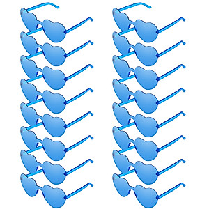 Konohan 16 Pairs Heart Shape Rimless Valentines Sunglasses Transparent Love Fun Sunglasses Party Accessories for Women (Blue)