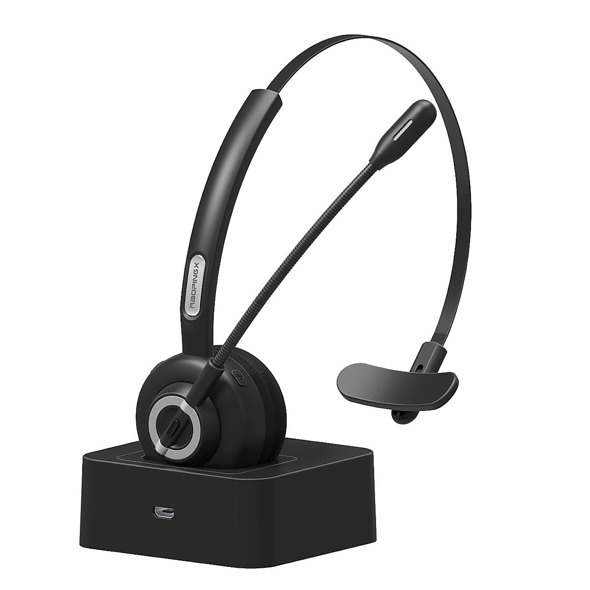 MERAIJIN Trucker Bluetooth Headset Wireless Headset with Microphone Over The Head Headphones with Noise Cancelling Sound On Ear Car Earphones Office Earpiece for Cellphone Call Center Bluetooth V5.0