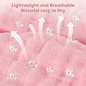 Maliton Muslin Burp Cloths for Baby Girl 6 Pack Large 20''x10'' 100% Cotton Burp Rags Absorbent and Soft 6 Layers Baby Burp Cloths Newborn Girl Essentials(Pink, Pack of 6)