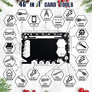 Stocking Stuffers Ideal Gifts for Christmas, Men, Dad, Husband, Boyfriend,46-in-1 Wallet Multitool Credit Card and Pocket Snowflake Multi Tools Cool Gadgets Tools Anniversary Birthday Gift