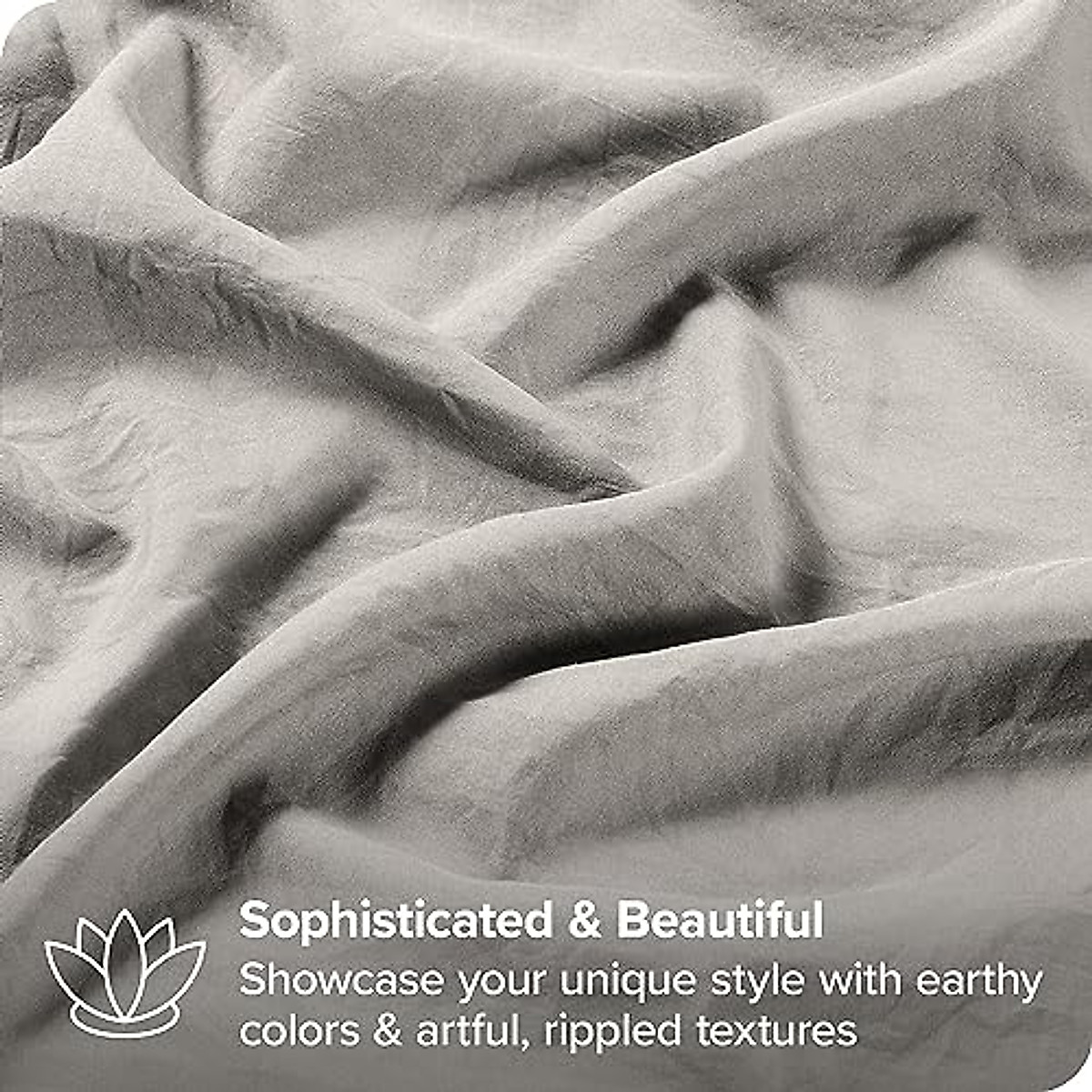 Bare Home Sandwashed Duvet Cover King/Cal King Size - Premium 1800 Collection Duvet Set - Cooling - Super Soft Duvet Covers ( Sandwashed Fog)