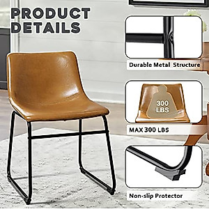 Waleaf Dining Chairs,Faux Leather Dining Chairs Set of 2,18 Inch Kitchen Dining Room Chairs with Backrest and Metal Leg,Mid Century Modern Armless Chair,Upholstered Seat