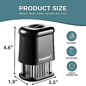 KucheCraft Meat Tenderizer Tool with 56 Stainless Steel Ultra Sharp Needle Blade, Durable Meat Tenderizer with Safety Lock, Detachable Chicken Tenderizer for Beef, Steak, Meat Tenderizer Machine