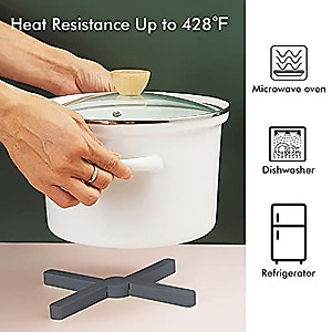 4 Pack Foldable Silicone Trivet Mats, Hot Pot Holder Hot Pads Drying Mat Heat Resistant for Table Kitchen (4 Pack Foldable X-Shaped)