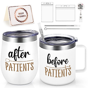 LiqCool Doctor Gifts for Women Men, Before Patients, After Patients Set Nurse Mug & Tumbler, Medical Assistant Gifts, Nurse Gifts for Women, Doctors, Dentists, Dental Assistant, 12oz