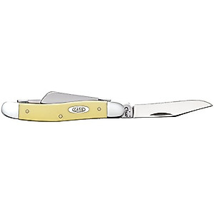 CASE XX WR Pocket Knife Madium Stockman With Synthetic Handle, Carbon Steel CV Blades, Length Closed: 3 5/8 Inches (Yellow Synthetic)
