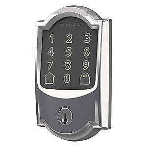 Schlage Encode Smart WiFi Deadbolt with Camelot Trim In Bright Chrome