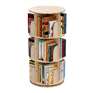 3 Tier 360° Rotating Stackable Shelves Bookshelf Organizer 360 Display Rotating Bookshelf Wood Book Shelf Organizer for Bedroom, Living Room, Study Room - Intexca