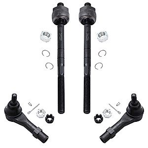 Detroit Axle - 4 Front Inner Outer Tie Rods for 1998-2011 Ford Ranger, 1998-2001 Explorer Mercury Mountaineer Mazda B2500, Inner Outer Tie Rod End Links Replacement