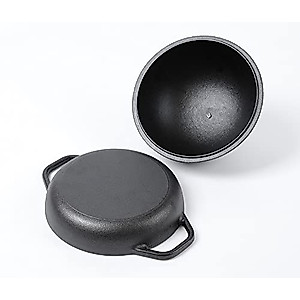 HAWOK Cast Iron Bread Cloche, Dia.7.8inch/20cm, Sourdough Baking Pan Pre-seasoned Black