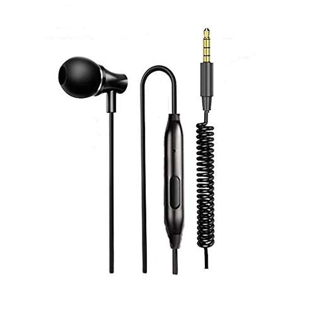 LINHUIPAD k8 Single Side Earphone in-Ear Stereo to Mono Earbud Headphones,3.5mm Plug Metal Noise Isolating Earplugs with mic,Spring Coil Reinforced Cord