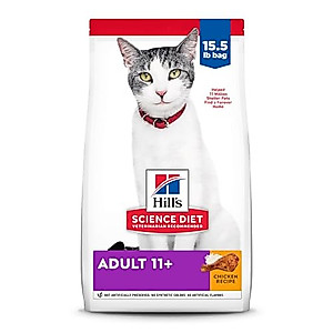 Hill's Science Diet Adult 11+, Senior Adult 11+ Premium Nutrition, Dry Cat Food, Chicken Recipe, 15.5 lb Bag