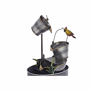 HOSERIMO 27.6" Tall Outdoor Floor Water Fountain 3-Tier Pump Fountain with Hummingbird Bath Statue for Decor Home Garden Patio Backyard Lawn, Rustic