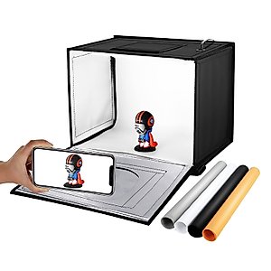 NEEWER Foldable Portable Photo Studio Light Box with Dimmable LED Lighting, 16 x 12 x 12 Inches 5600K CRI 95+, 4 Color Backdrops Photography Tent Kit for Jewelry Product