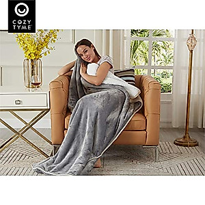 Mekhi Sherpa Polyester Throw Blanket with Feet Pocket Light Gray 28"x70"