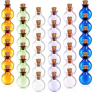 Sumind 36 Pieces Mini Glass Bottles Jars with Cork Stoppers Colored Wishing Bottle Small Potion Bottles Spell Jars Decorative Tiny Glass Jars Vintage Medicine Vials for Wedding Party DIY Decoration