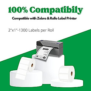 2"x 1"Direct Thermal Labels,UPC Barcodes Labels,Small Sticker Labels for Files Package Envelope Product Tag,Thank You Sticker Label Compatible with Rollo, Zebra Desktop Printers(12 Rolls, 15600Labels)