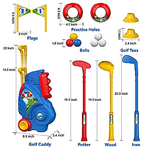 Liberry Toddler Golf Set, Upgraded Kids Golf Cart with Unique Shoulder Strap Design, Indoor and Outdoor Golf Toys for Boys and Girls Aged 1-5 Years Old