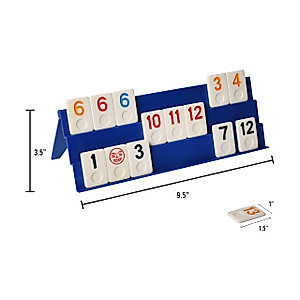 Point Games Classic Rummy Cube Game Full Size, with 3 Tier Foldable Racks and Tiles, in a Super Durable Canvas Travel Bag