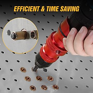 TaskStar Rivet Nut Drill Adapter Kit, Cordless Rivet Nut Tool Adapter Use with Electric Drills and Screwdriver, Rivet Gun Adapter for Drill Rivet Nut Drill Attachment with 6 Mandrels and 10 Nuts