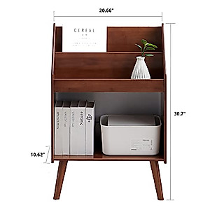 Maydear Bamboo Magazine Rack, Free-Standing Simple Bookshelf，Space-Saving, for Transporting Newspapers, Magazine，Book, Walnut
