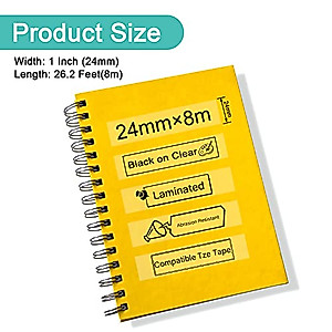 NineLeaf 5 Pack Compatible for Brother P-Touch TZe151 TZ-151 TZe-151 TZ151 1'' 24mm x 8m 26.2ft Black on Clear Laminated Label Tape Labeling use for PT-D600 D600VP E500 E550W P700 P710BT Label Maker