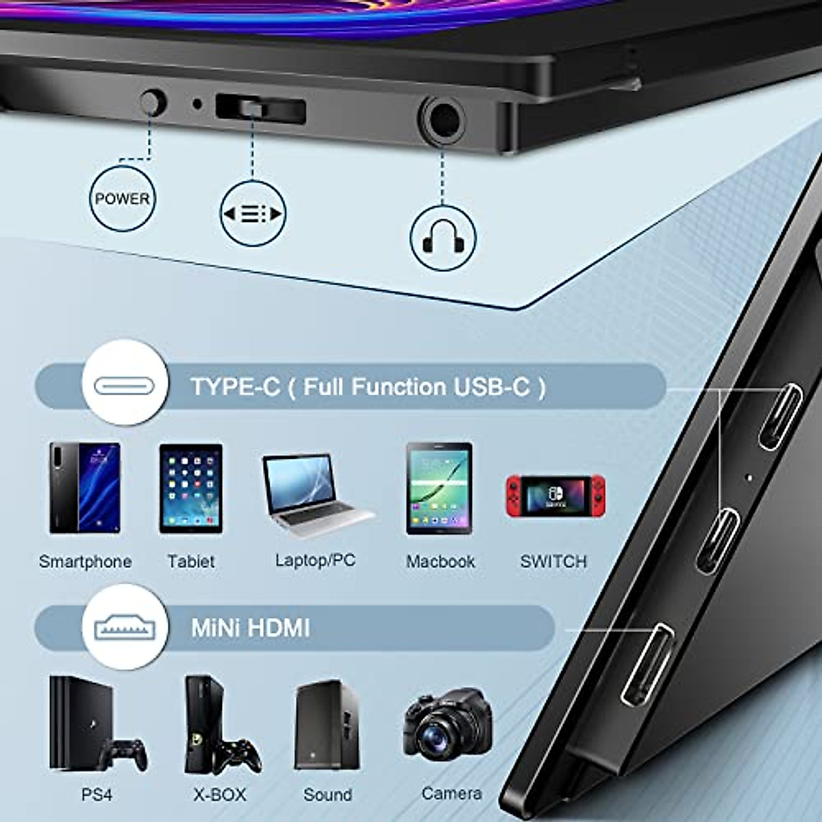 Aekegrep 15.6" Touch Screen Portable Monitor,Touch Screen Monitor FHD 1080P USB C HDMI IPS External Touchscreen Monitor Display Screen for Laptop PC Phone Mac Xbox PS5/PS4 Switch