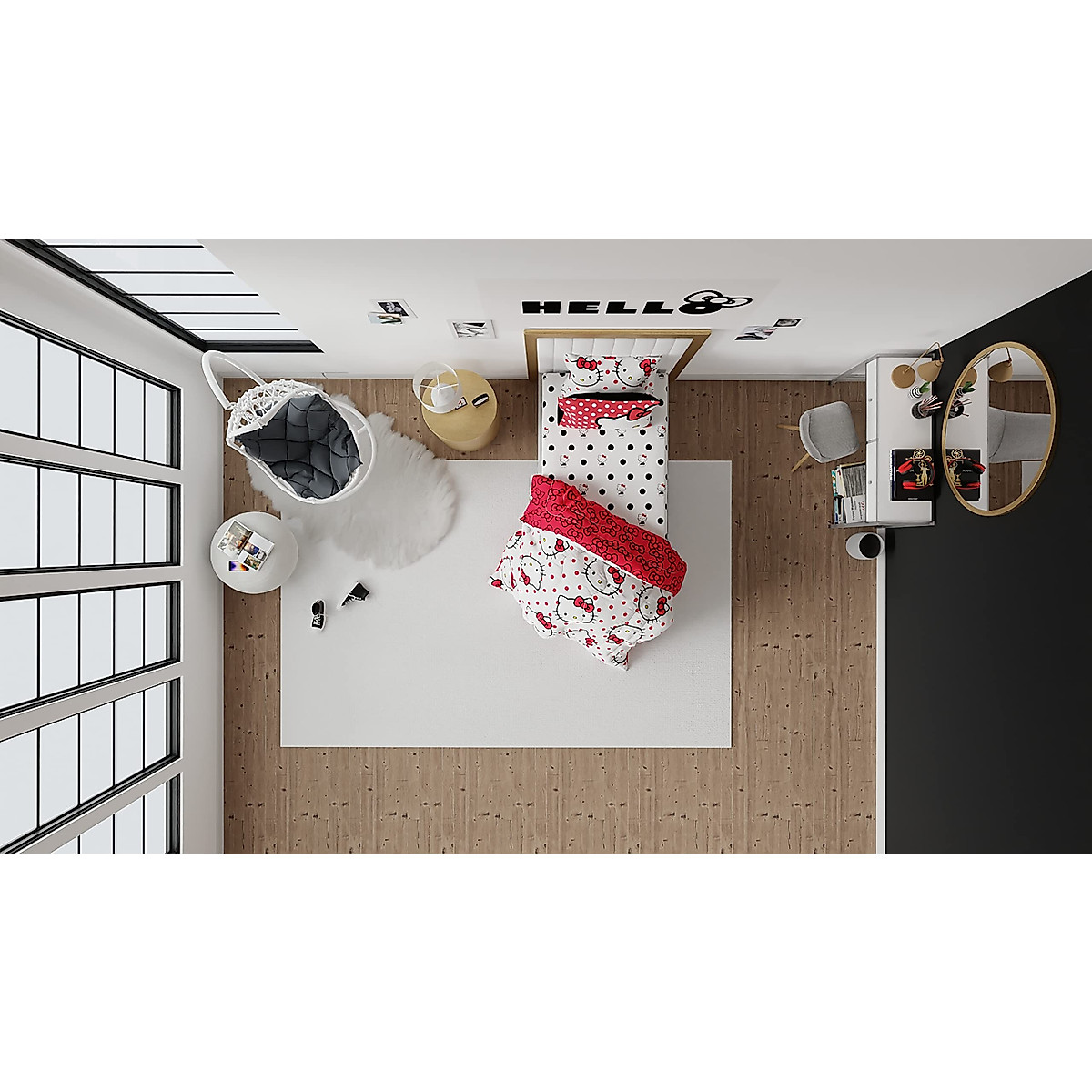 Franco Sanrio Hello Kitty Polka Dot Bedding 5 Piece Super Soft Comforter and Sheet Set with Sham, Twin, (100% Official Licensed Product) Collectibles