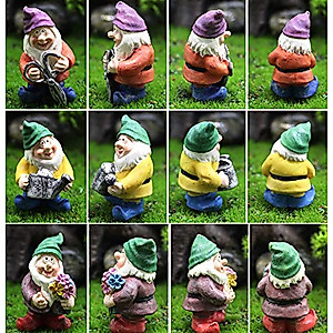 MAOMIA Miniature Gnome Figurines 6 Pcs Fairy Garden Gnome Statues Micro Landscape Decoration Plant Flower Pots Ornaments(Random 6