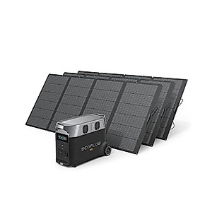 EF ECOFLOW DELTA Pro Solar Generator 3.6KWh/3600W with 3X400W Portable Solar Panel, Portable Power Station for Home Backup Outdoors Camping RV Emergency
