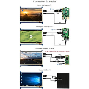 waveshare 7inch Capacitive Touch Screen LCD Compatible with Raspberry Pi 4B/3B+/3A+/2B/B+/A+/Zero/Zero W/WH/Zero 2W CM3+/4 800×480 Resolution HDMI Low Power Consumption Supports Windows