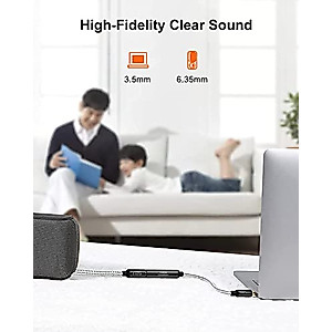 CableCreation 3.5mm to 6.35mm Headphone Adapter 1FT, TRS 6.35 (1/4 inch) Female to 3.5 (1/8 inch) Male Adapter Cable for Amplifier, Guitar, Headphone, Home Theater Devices, Laptop, Phone