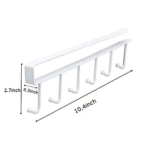 CAROYINO 3pcs x 6 Hook Coffee Cup Mug Holder for Kitchen, Fit for 1 Inch Thickness Shelf or Less Without Any Lip (White)