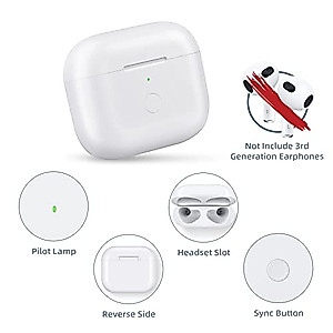 CIVPOWER Newest Charging Case Replacement Compatible with Air Pods 3rd Generation, Wireless Air Pods 3 Charger Case with Pairing Sync Button Without Earbuds, White