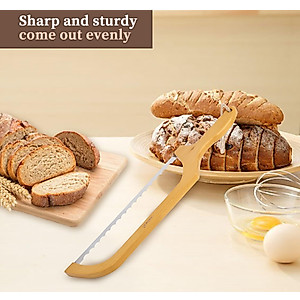 NewmeniDesign Sourdough Bread Knife with Bag: 16'' Sharp Sourdough Slicer with Knife Protector - Cuts Easily Bread Bow Knife for Every Kitchen - Durable Wooden for Fruit Cake Cheese and Baking