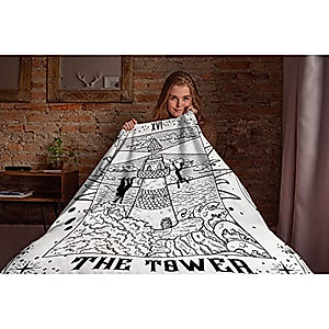 FOODSTAR Tarot Card The Tower Throw Blanket Super Soft Fleece Blankets Cozy Breathable Flannel Blankets 80x60 Large for Adult Lightweight Warm for Couch,Bed, Car, Living Room