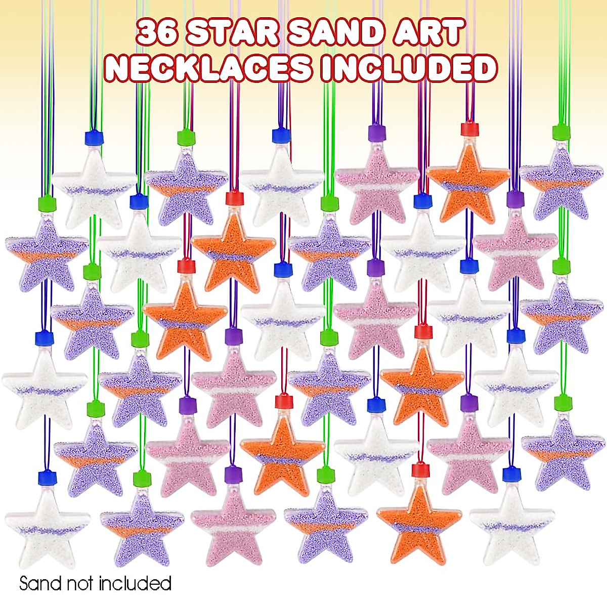 ArtCreativity Star Sand Art Bottle Necklaces, Pack of 12, Sand Art Craft Kit with Shaped Bottles, Craft Party Supplies and Party Favors for Kids - Sand Sold Separately (Star)