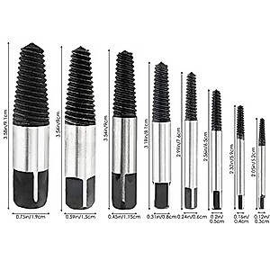 FreeTec 8pcs Water Pipe Screw Extractor Set, Damaged Screw Broken Bolt Remover Set