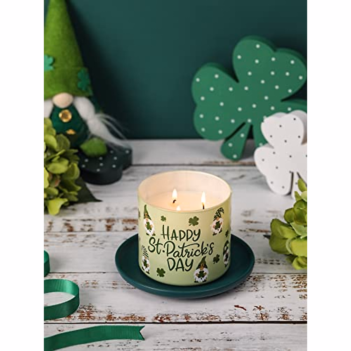 St. Patrick’s Day Candle, Luck Eucalyptus Mint Scented Candle, Large 3 Wicks, 14 oz