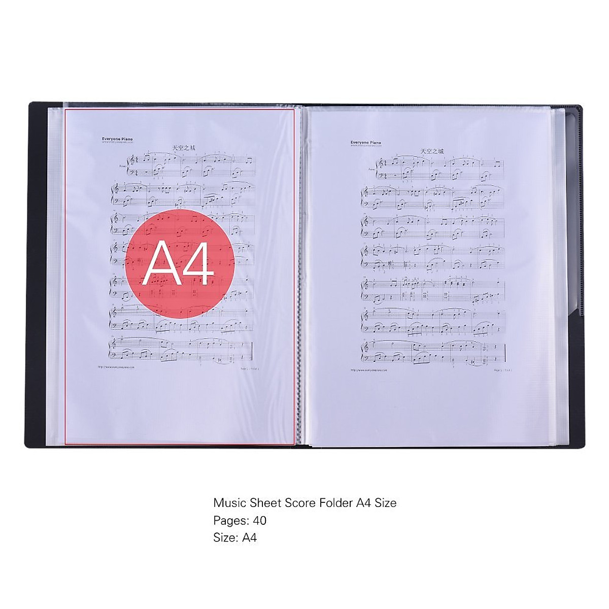 Music File Folder A4 Size Sheet Music Folder Paper Documents Music Themed 40 Pockets Storage Folder