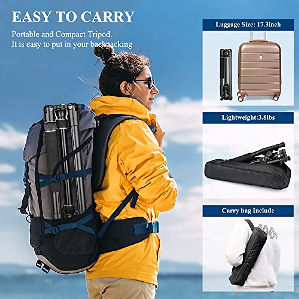 Tripod for Camera, VICTIV Heavy Duty Camera Tripod Monopod, Aluminum Travel Tripod for DSLR, Professional Tripod Stand with Strong Locking Ball Head and 2 Aluminum Quick Release Plate - Gold