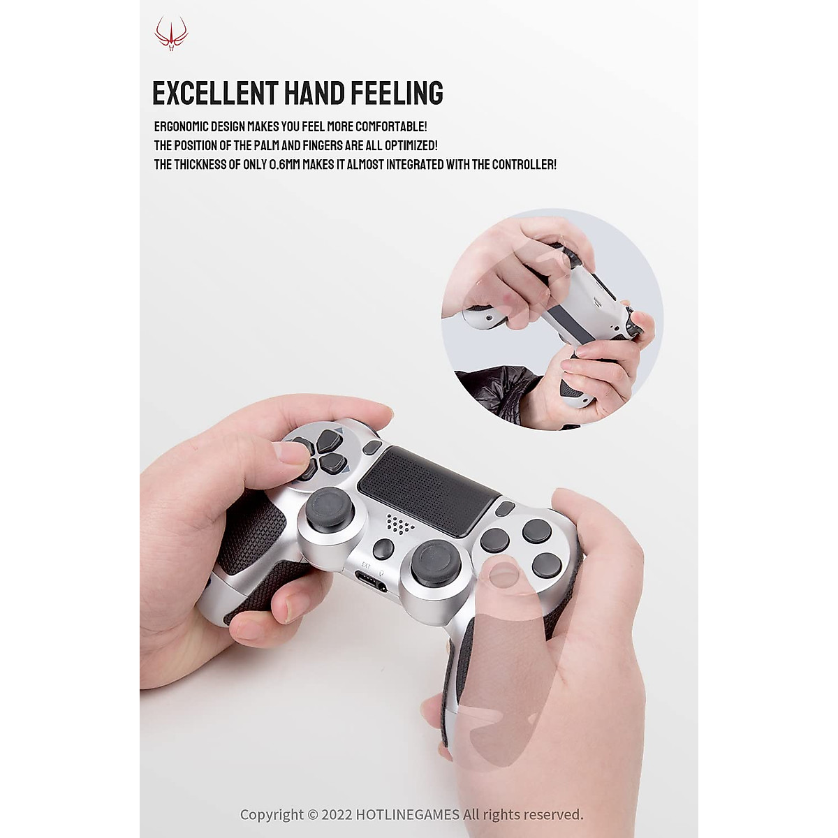 HOTLINEGAMES 2.0 Plus Controller Grip Compatible with PS4 DualShock 4 Controller, Textured Soft Skin Kit, Pre-Cut, Easy to Apply, Sweat-Absorbent (for Handle Grips)