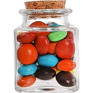 Dicunoy 20 PCS Glass Favor Jars with Cork Lids, 2 OZ Mini Square Vials Bottles for Herb Storage, Small Spice Containers for Tea, Jelly, Candy, Potions, Wedding & Party Favors, DIY Crafts