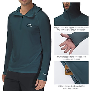 BASSDASH Men’s UPF 50+ 1/4 Zip Fishing Hoodie Shirt Quick Dry Performance Long Sleeve Sun Protection FS24M Slate Blue