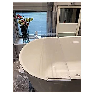 GANFANREN Bathtub Storage Rack Bath Tray Transparent Shelf Tub Multi-Function Bathroom Tools Towel Storage Shelf